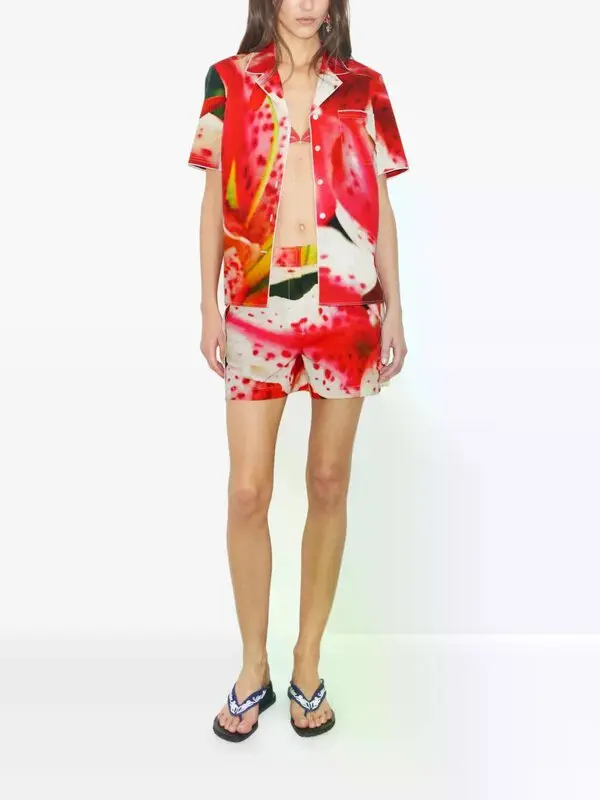 Tory Burch Camp Floral-print Shorts - Red