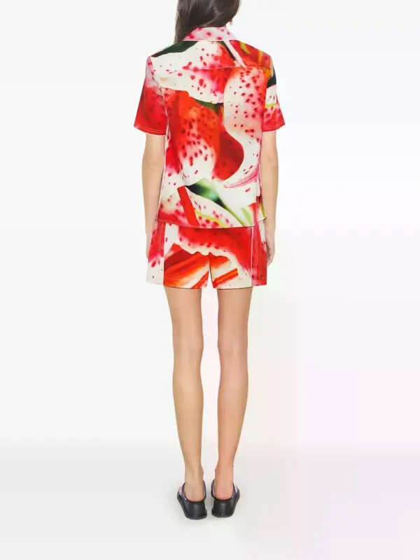 Tory Burch Camp Floral-print Shorts - Red