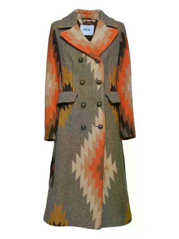 BAZAR DELUXE Intarsia-pattern Virgin Wool Coat