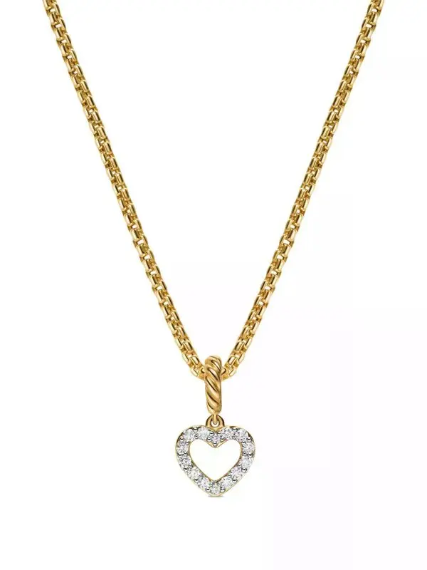 David Yurman 18k Open Heart Diamond Pendant - Gold
