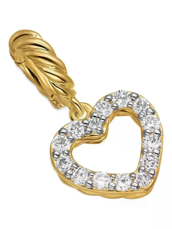 David Yurman 18k Open Heart Diamond Pendant - Gold