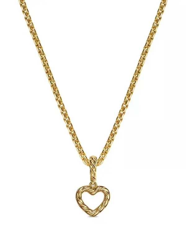 David Yurman 18k Open Heart Diamond Pendant - Gold