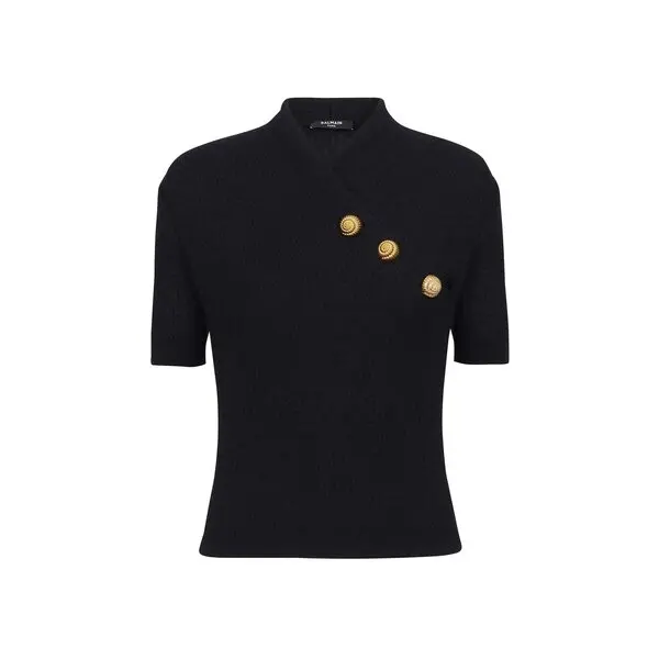 Balmain Wool-blend V-neck Top