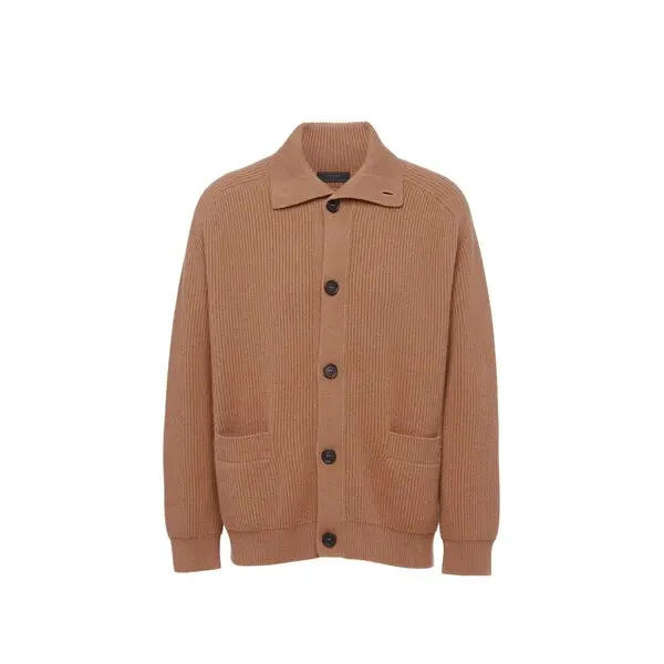 Prada Ribbed Knit Cashmere Cardigan