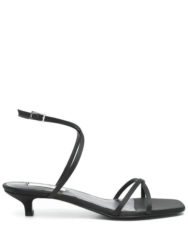 TOTEME 50mm Satin Crossover Sandals - Black