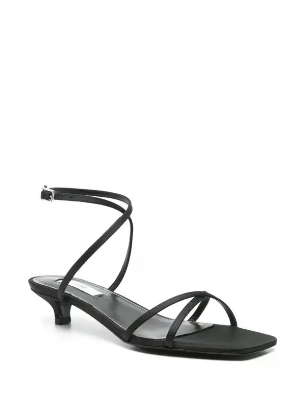 TOTEME 50mm Satin Crossover Sandals - Black