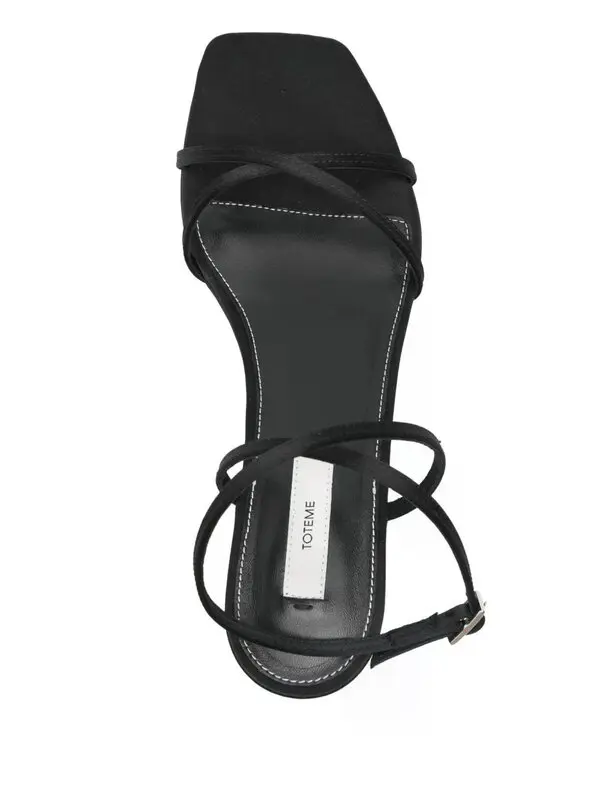 TOTEME 50mm Satin Crossover Sandals - Black