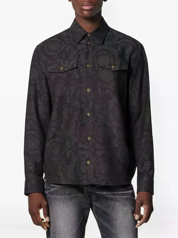 Versace Barocco Jacquard Chambray Shirt