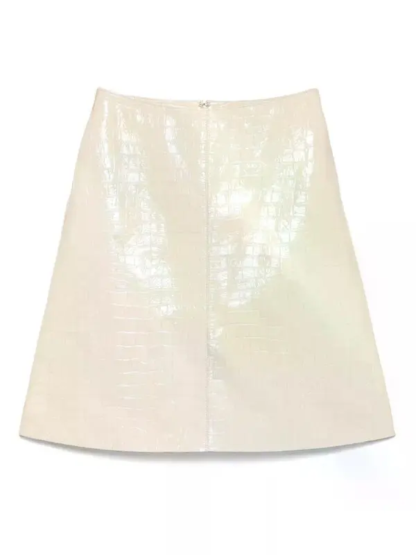TOTEME Crocodile-embossed A-line Skirt - Neutrals