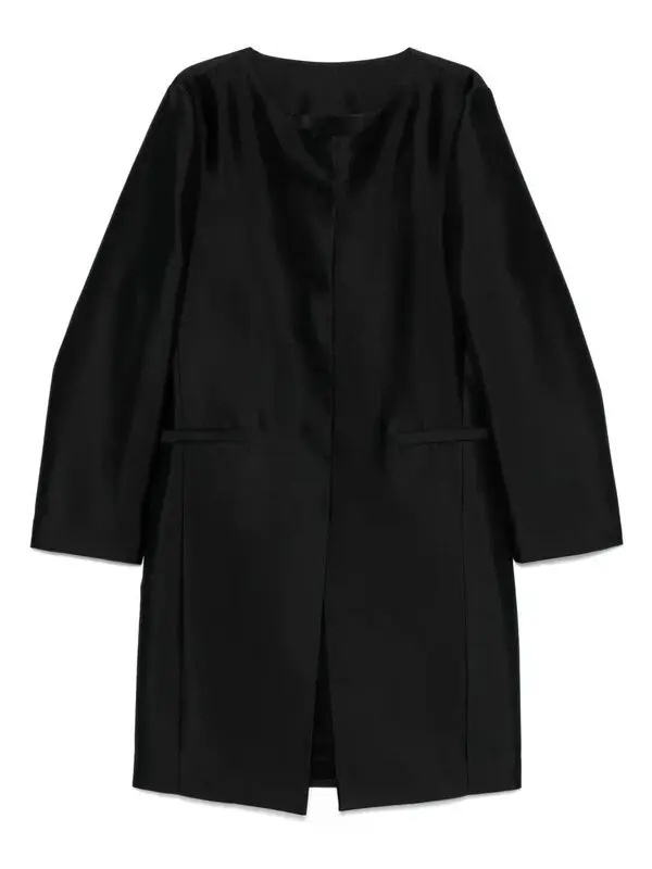 TOTEME Collarless Silk Coat - Black