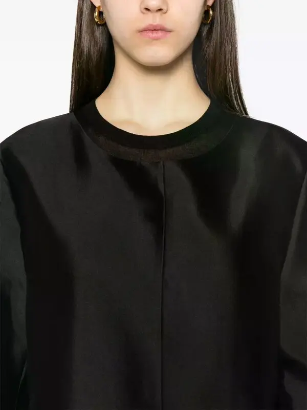 TOTEME Collarless Silk Coat - Black