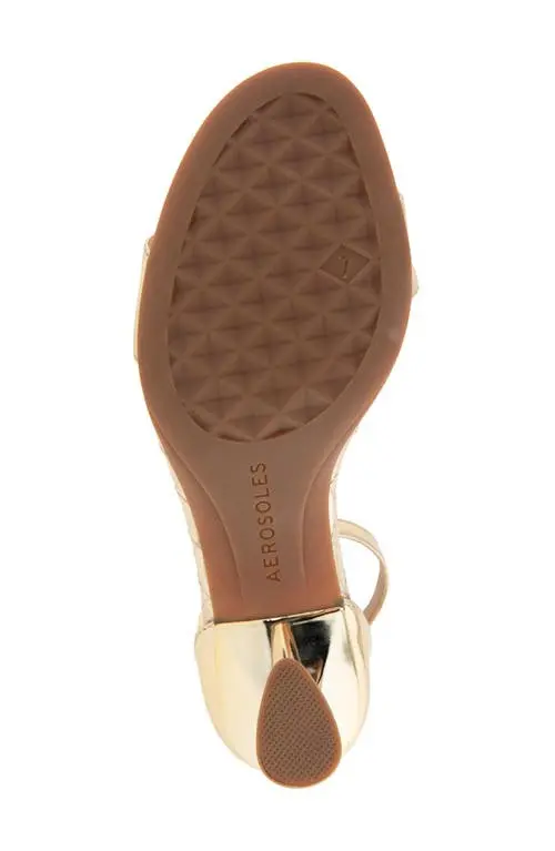 Aerosoles Jazzy Ankle Strap Sandal - Gold Metallic Faux Leather