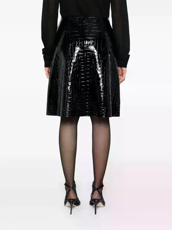 TOTEME Crocodile-embossed A-line Skirt - Black