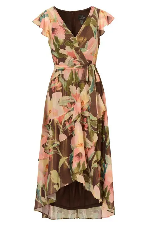 Adrianna Papell Floral High-low Midi Dress
