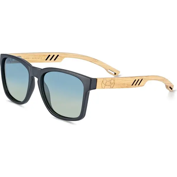 EARTH WOOD Haven Polarized Sunglasses - Bamboo/blue-yellow