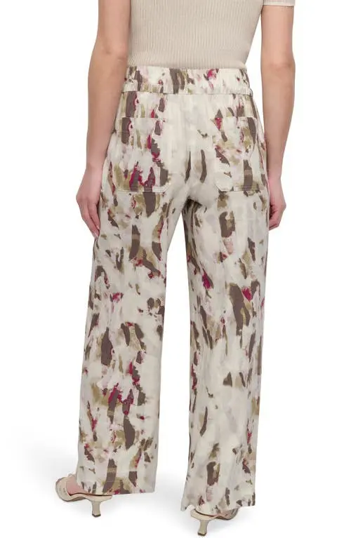 Dkny Printed Linen Blend Drawstring Pants