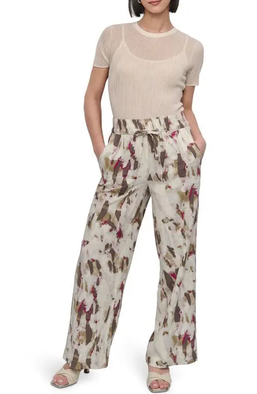 Dkny Printed Linen Blend Drawstring Pants
