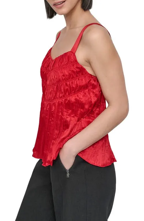 Dkny Crushed Pleats Sleeveless Top - Summer Cherry