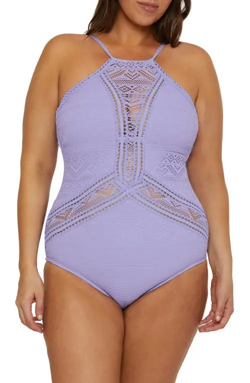 BECCA By Rebecca Virtue Colorplay Lace Overlay One-piece Swimsuit - Bellflower