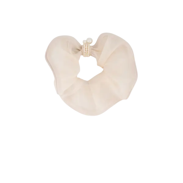 Alexandre De Paris Organza Silk Scrunchie - Beige