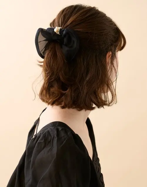 Alexandre De Paris Organza Silk Scrunchie - Black