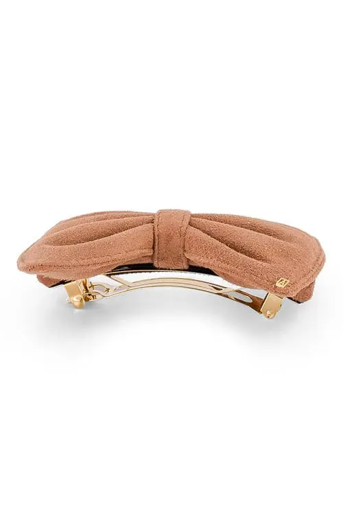 Alexandre De Paris Suede Bow Barrette - Brown