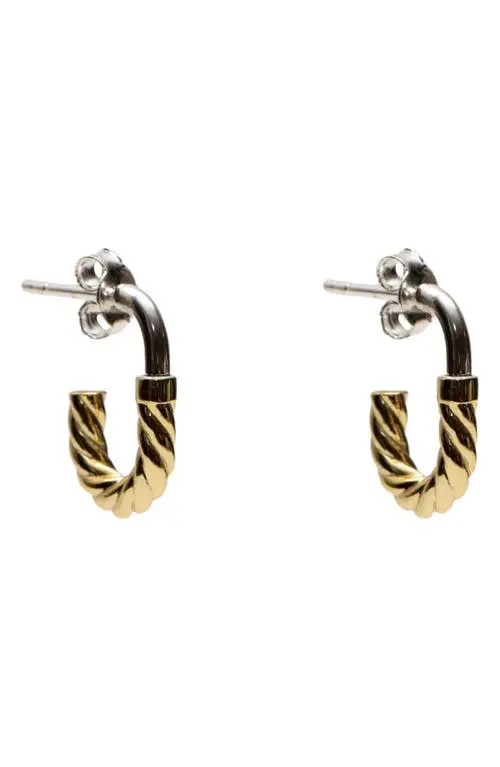 Argento Vivo Textured J-hoop Earrings - Gold/ Silver