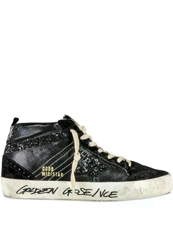 Golden Goose Mid Star Glitter Sneakers - Black