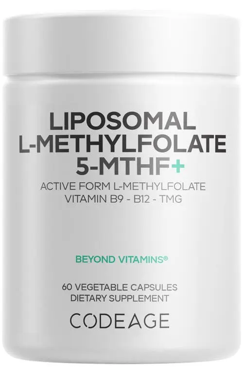 CODEAGE Liposomal L-methylfolate 5-mthf+, Active Vitamin B6 & B12, Folate - White