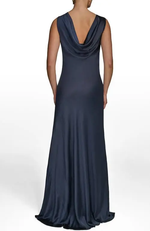Donna Karan New York Asymmetric Cowl-back Satin Gown