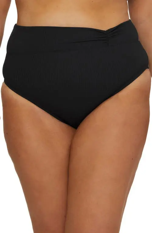 BECCA By Rebecca Virtue Modern Edge High Waist Bikini Bottom - Black