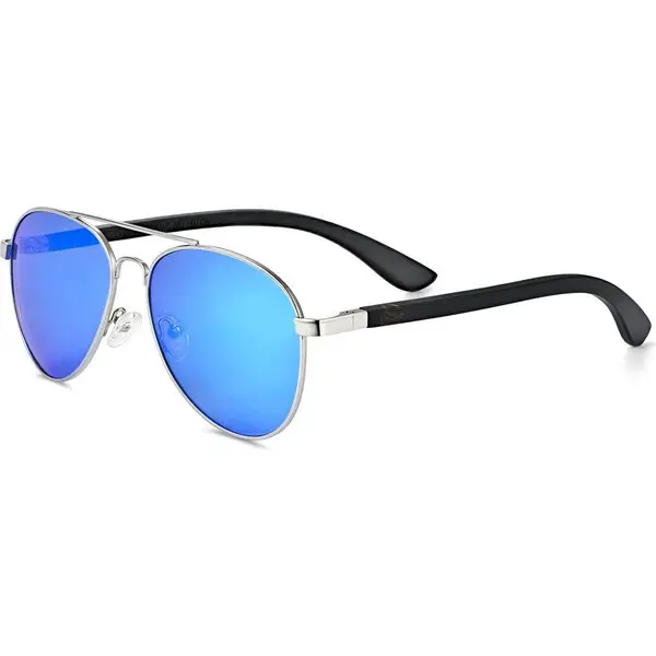 EARTH WOOD Sayulita Polarized Aviator Sunglasses - Dark Brown/blue