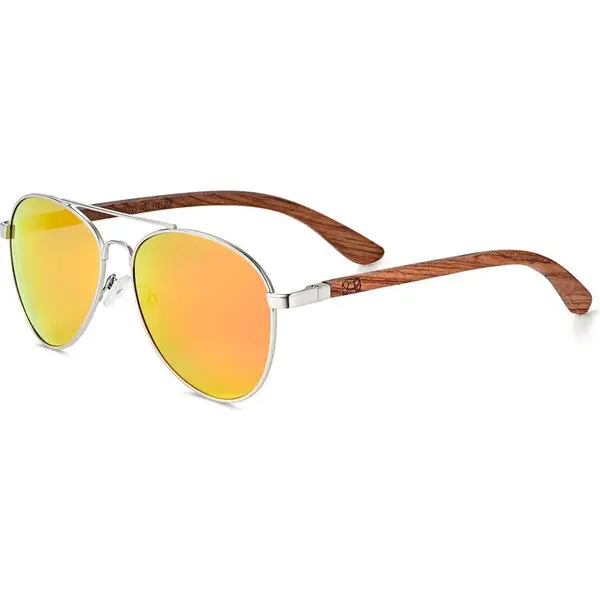 EARTH WOOD Sayulita Polarized Aviator Sunglasses - Redwood/blue-green