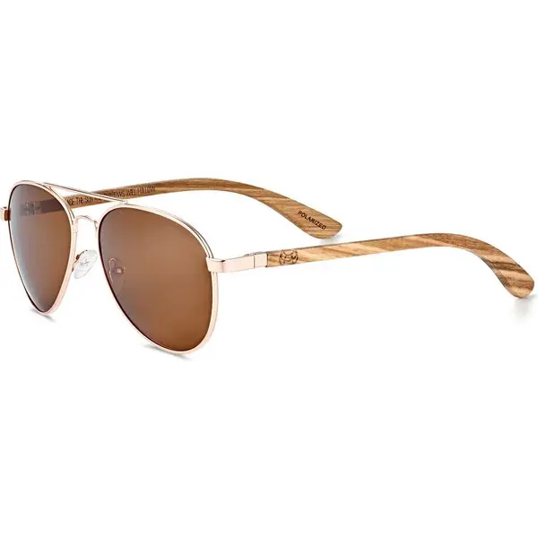 EARTH WOOD Sayulita Polarized Aviator Sunglasses - Zebra/brown