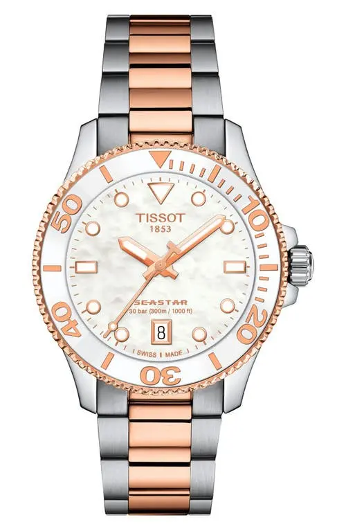 TISSOT Seastar 1000 Bracelet Watch - White Mother Of Pearl