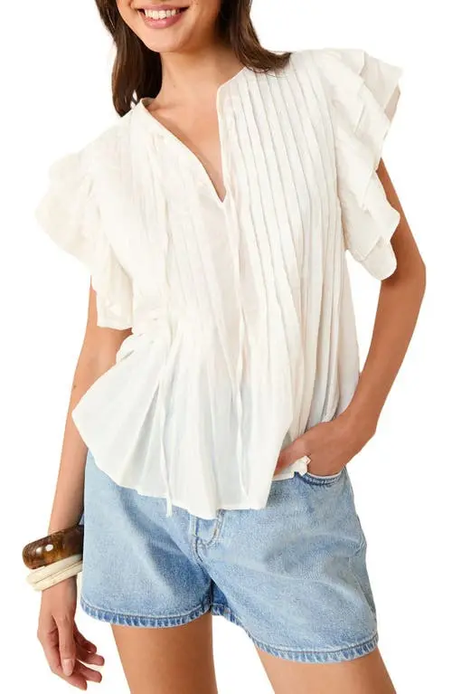 FRIENDS LIKE THESE Pleated Flutter Sleeve Top