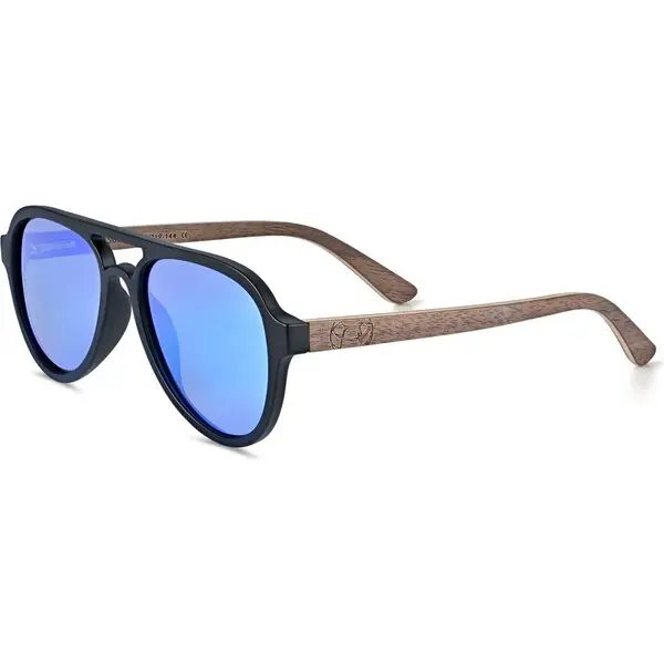 EARTH WOOD Mazatlan Polarized Sunglasses - Walnut/blue