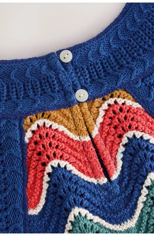 NEXT Stripe Open Stitch Sleeveless Cotton Sweater