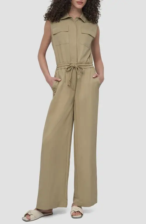 Dkny Sleeveless Twill Jumpsuit - Pale Moss