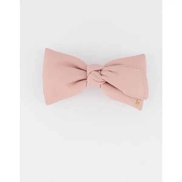 Alexandre De Paris Leather Bow Barrette - Pink