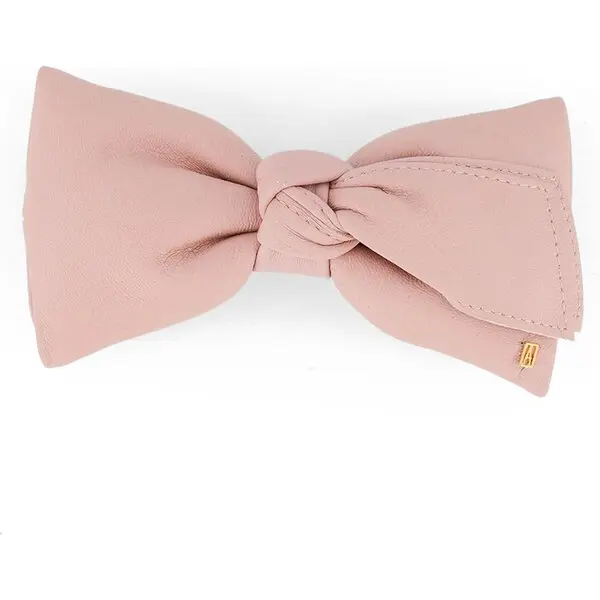 Alexandre De Paris Leather Bow Barrette - Pink