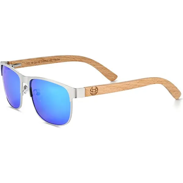 EARTH WOOD Troon Polarized Sunglasses - Bamboo/blue