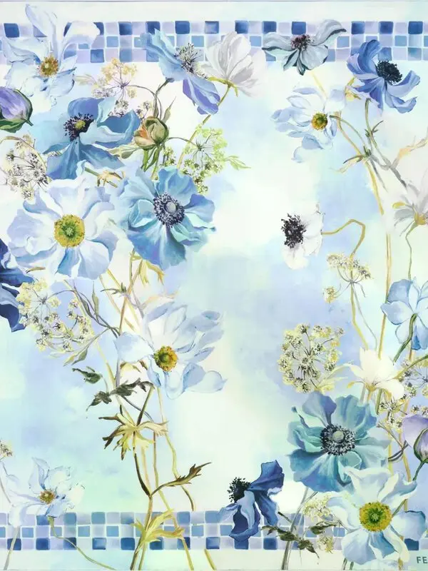 FERRAGAMO Fiori-print Silk Scarf - Blue