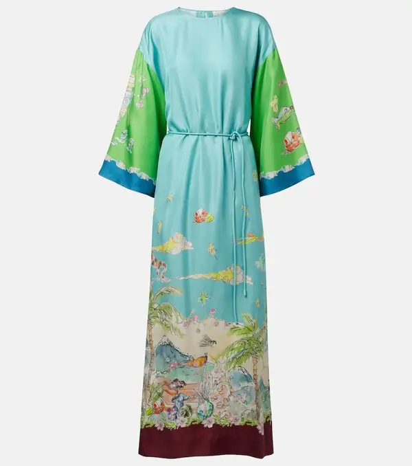 ALEMAIS Daria Printed Silk Maxi Dress