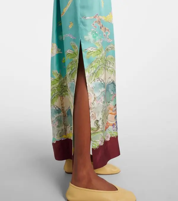 ALEMAIS Daria Printed Silk Maxi Dress