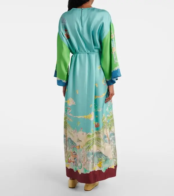 ALEMAIS Daria Printed Silk Maxi Dress