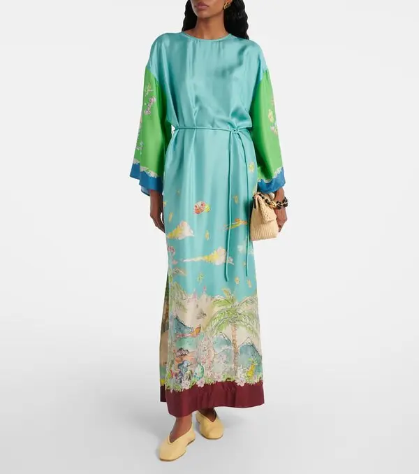 ALEMAIS Daria Printed Silk Maxi Dress