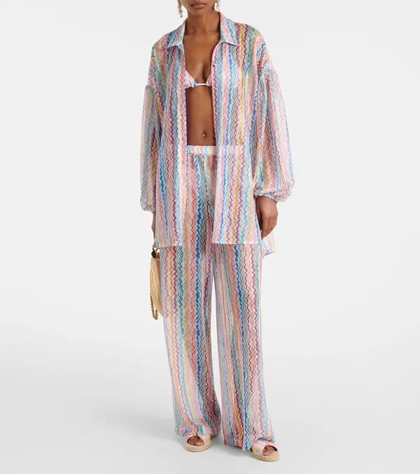 Missoni Zigzag Sheer Wide-leg Pants