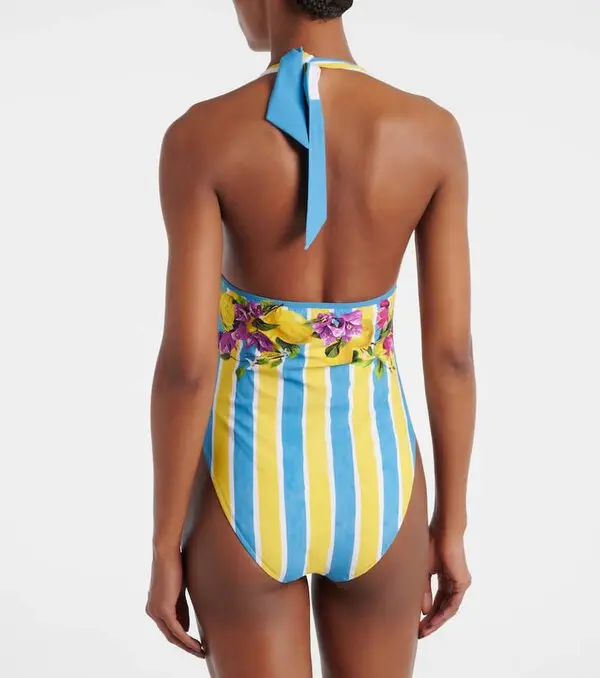 Dolce & Gabbana Printed Halterneck Swimsuit