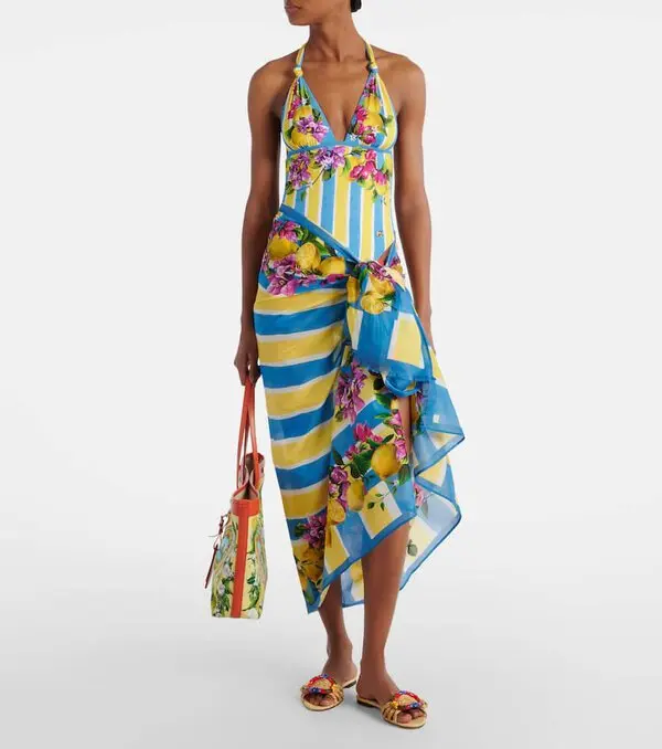 Dolce & Gabbana Printed Halterneck Swimsuit